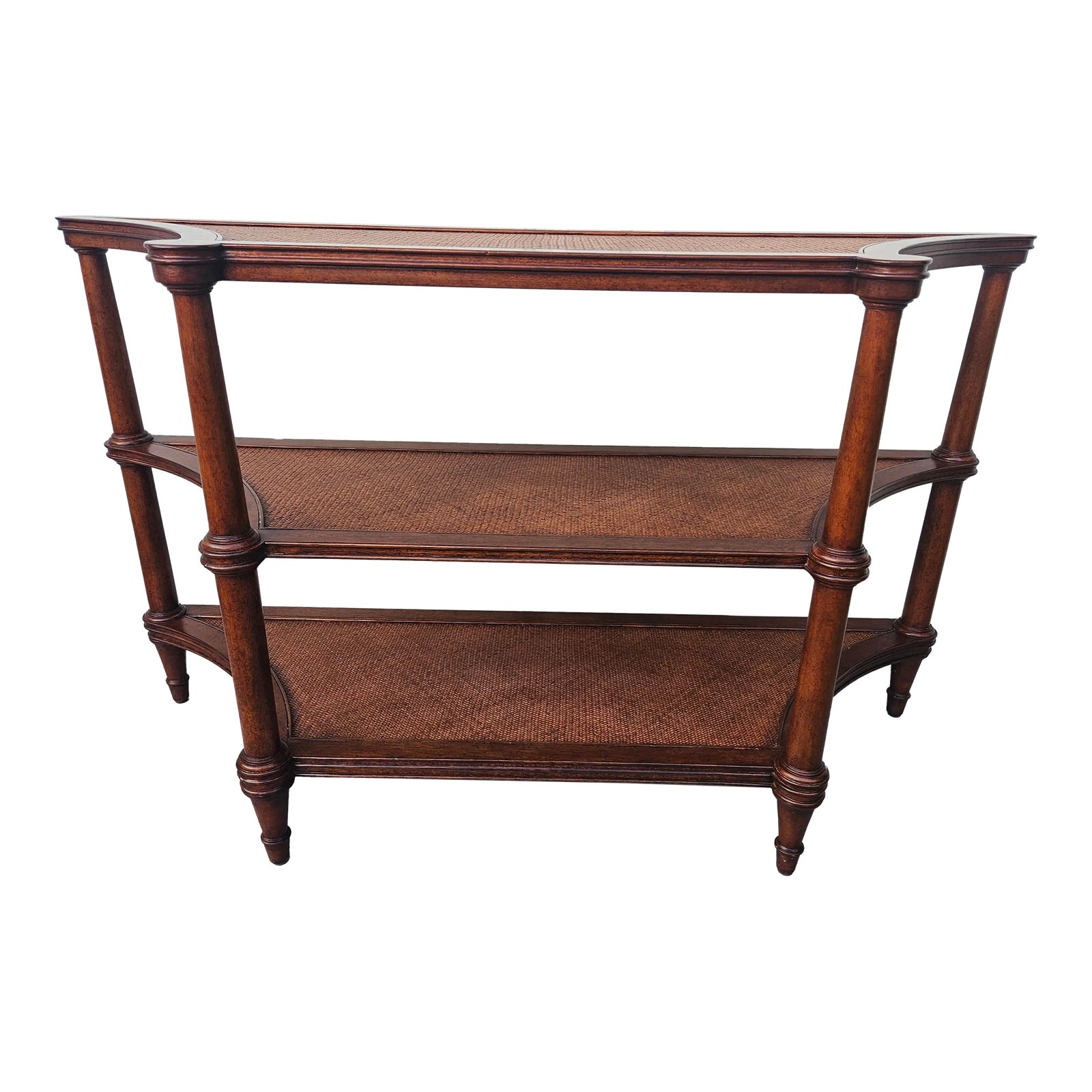 1990s Ethan Allen Three Tier Rattan Legacy Collection Entryway Console ...
