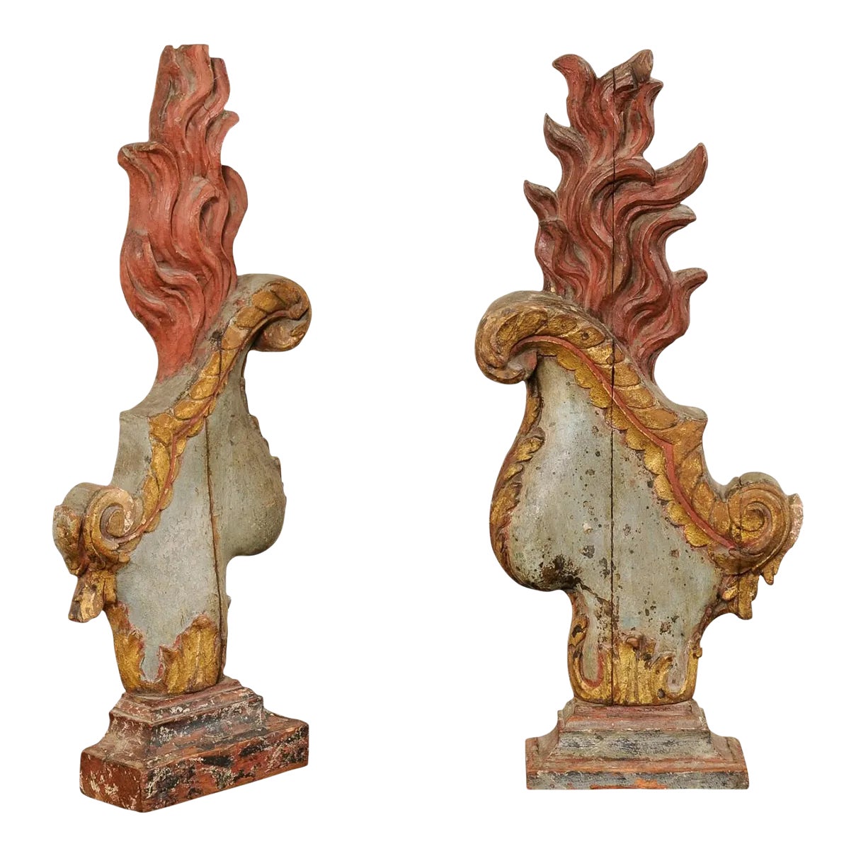 Italian Flame Fragment Wall Decorations- a Pair | Chairish
