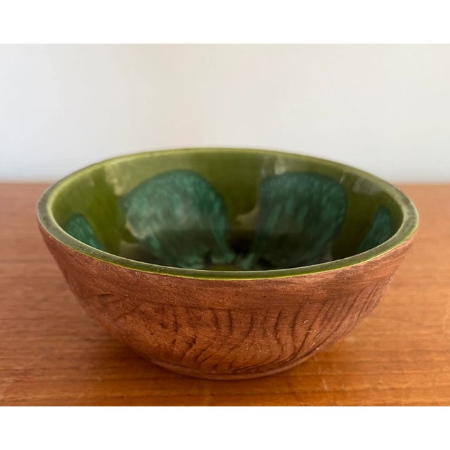 Colorful Vintage Art Pottery Bowl Flower Motif | Chairish