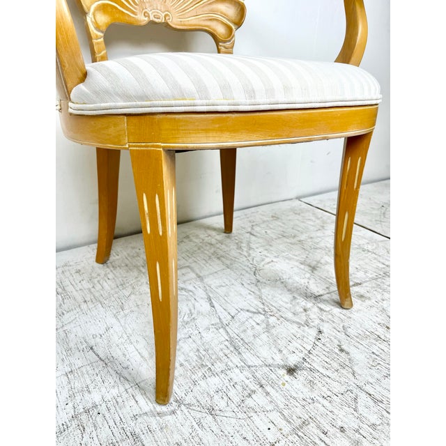 Vintage Carved Wood Shell Back Arm Chair | Chairish