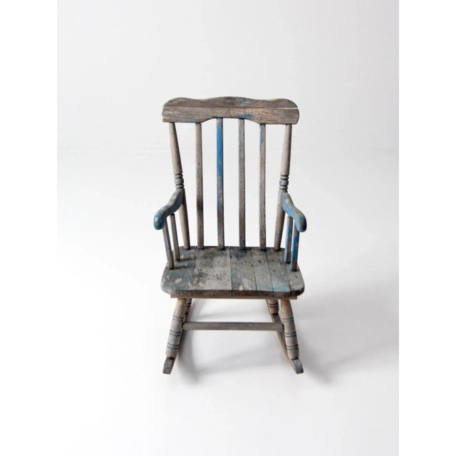 Vintage Distressed Blue Childrens Rocking Chair | Chairish
