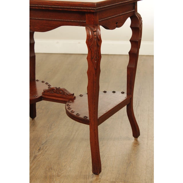 Victorian Carved Oak Music Box Table | Chairish