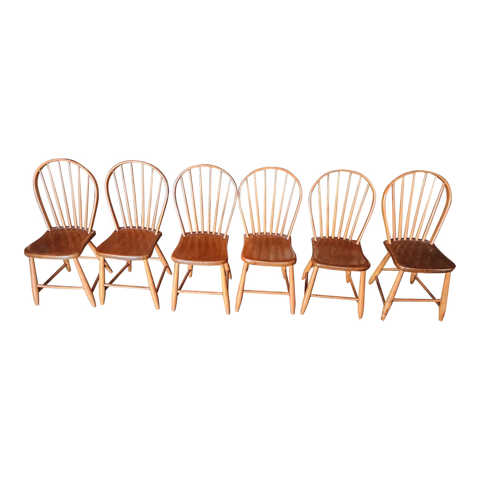19th Century American Amish Bow Back Windsor Chairs - Set of 6 | Chairish