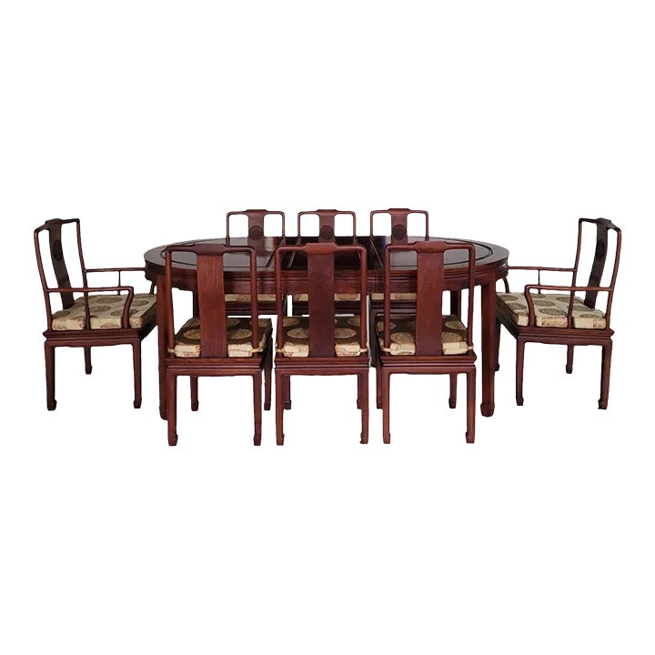 1970s Ming Dynasty Design, Dining Table With Eight Chairs in the Style ...
