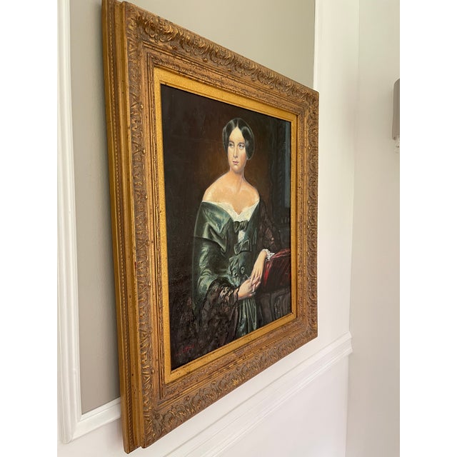 Mid 20th Century Victorian Style Portrait Painting of a Lady | Chairish