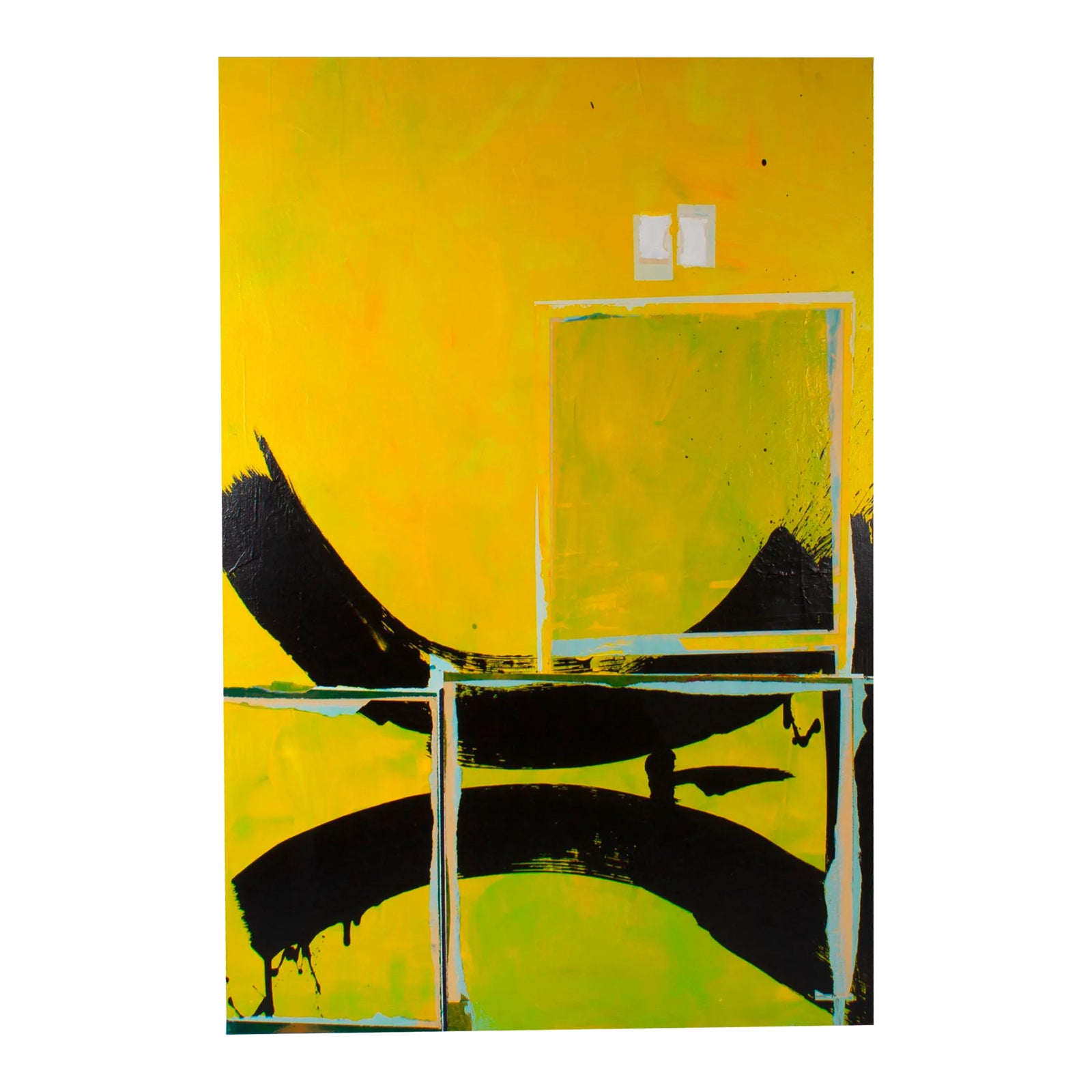 2021 Signed “Jaune” Acrylic on Canvas Abstract Painting by Artist ...
