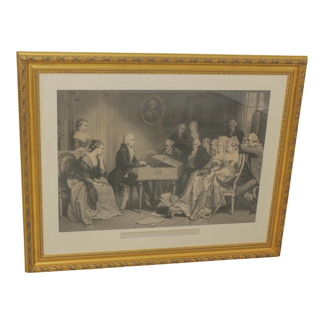 Vintage 19th C. Mozart a Vienne Framed Engraving Print | Chairish