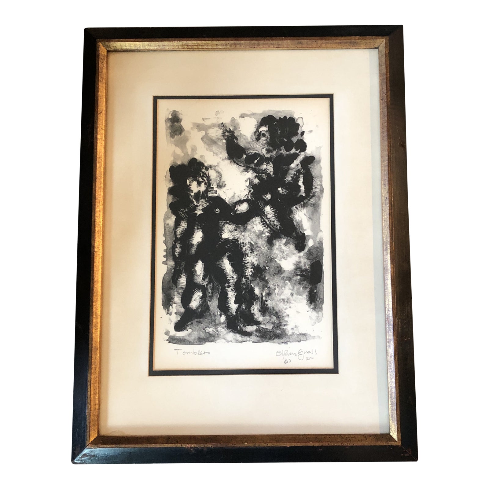 Original Vintage Abstract Chaim Gross Lithograph “Tomblers” 1963 Signed ...
