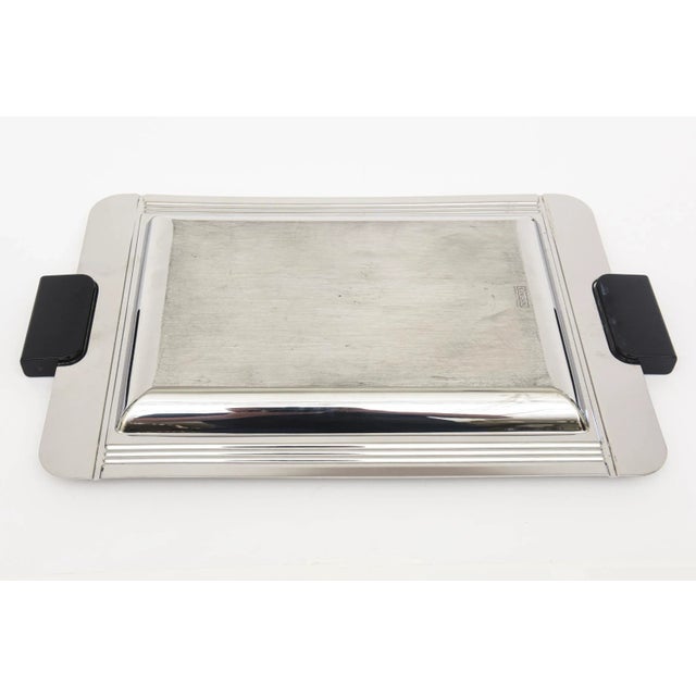French Signed Couzon Stainless Steel and Black Resin Tray | Chairish