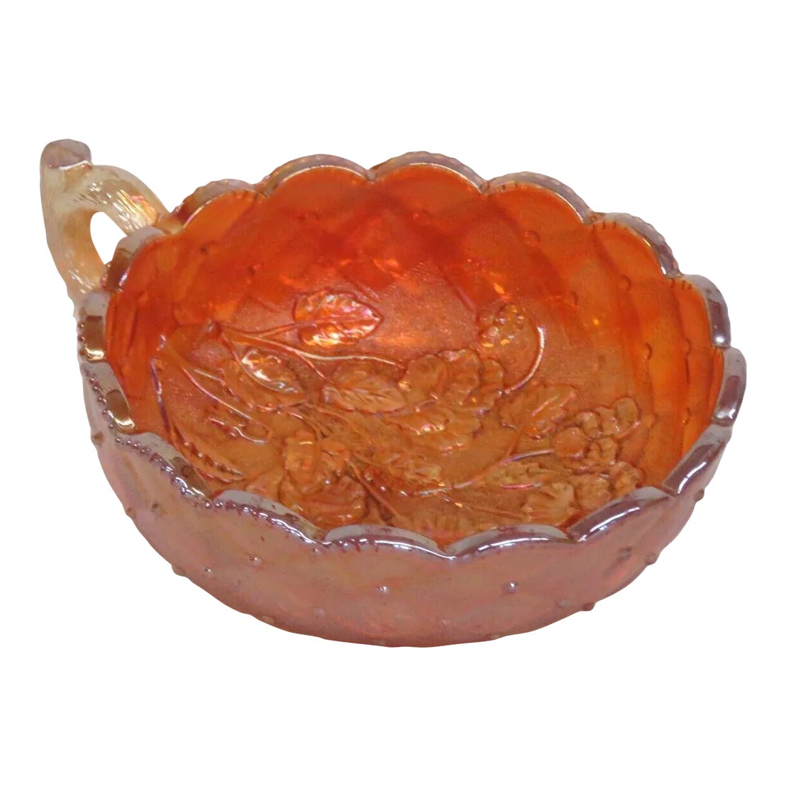 Imperial Marigold Carnival Glass Quilted Pansy Flowers Nappy Candy Dish ...