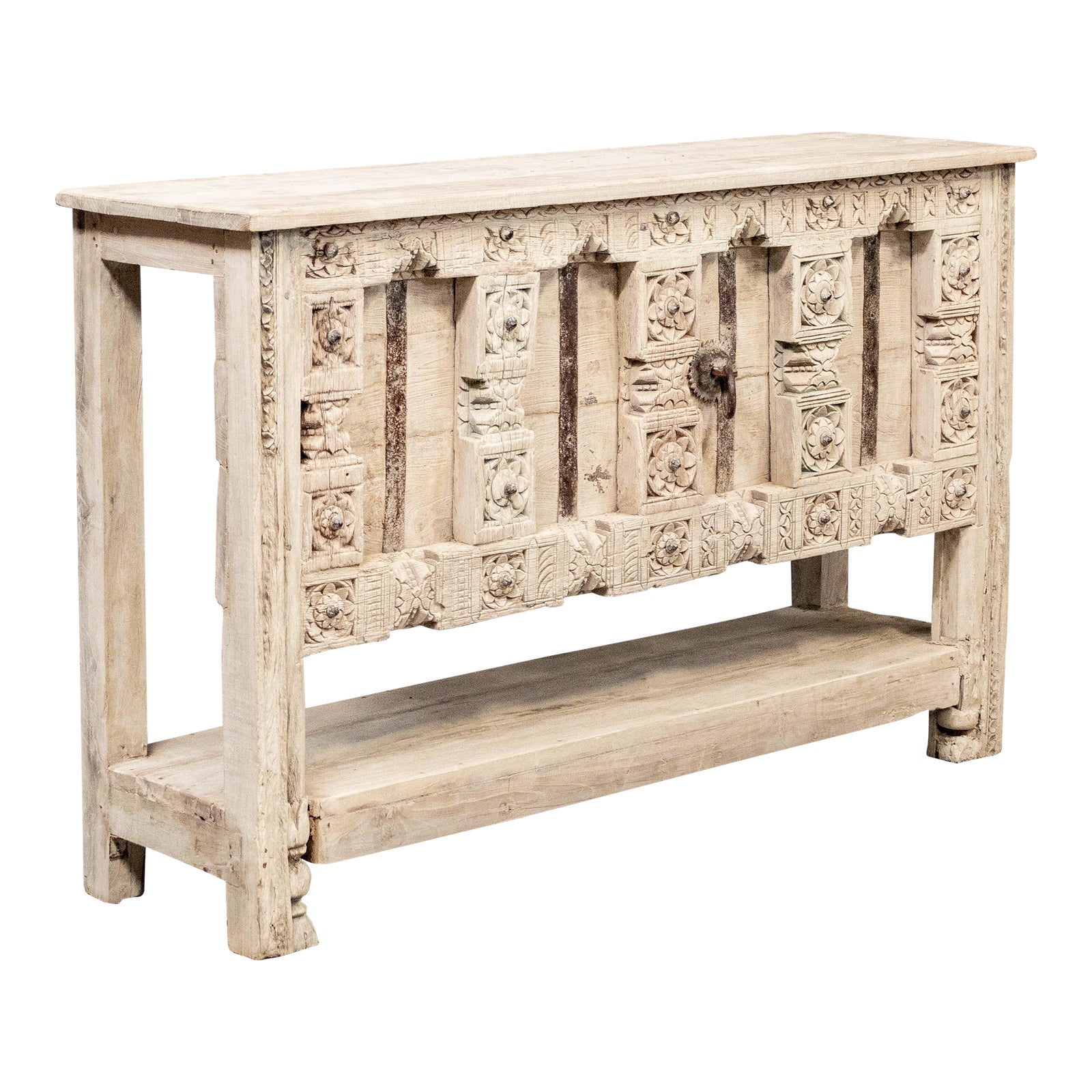 Bleached Teak Indian Architectural Remnant Console Table | Chairish