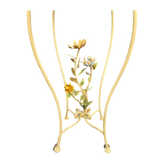 Vintage Italian Toleware Plant Stand With Cabriole Legs and Floral ...