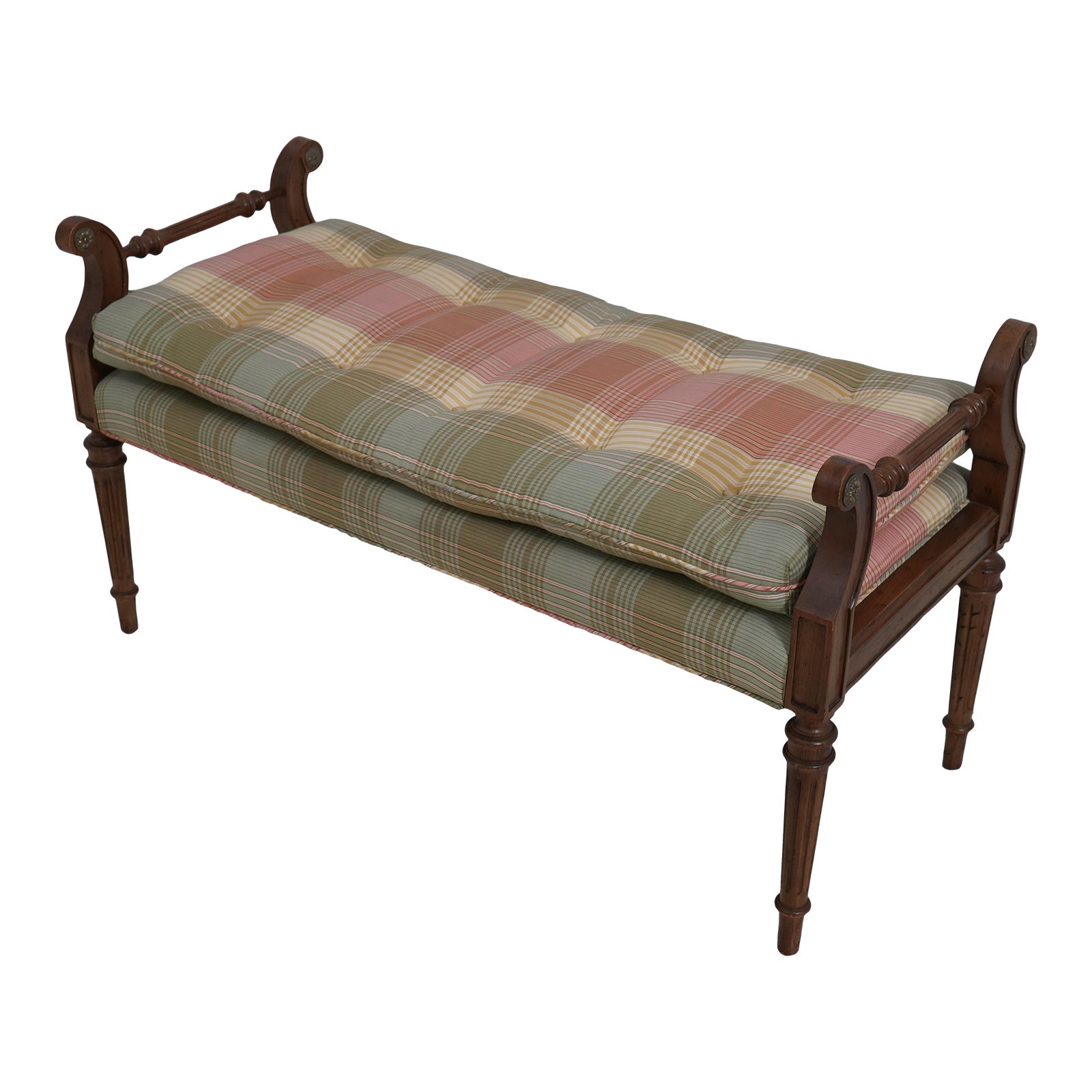 Regency Style Tufted Upholstered Window Bench | Chairish