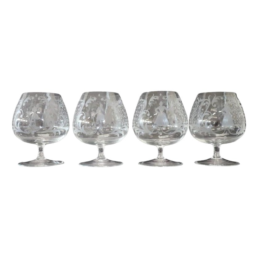 Venetian Cognac Glasses, Set of 4 | Chairish
