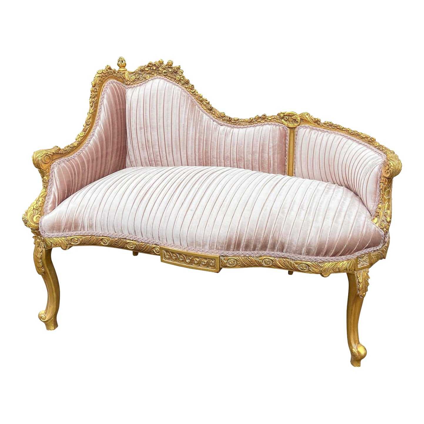 French Louis Xvi Style Corner Settee in Beech in Antique Gold Finish ...