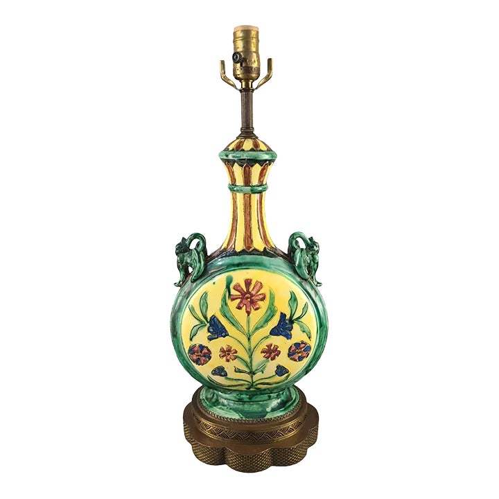 Vintage Italian Faience Majolica Deruta Pottery Table Lamp Dragon ...