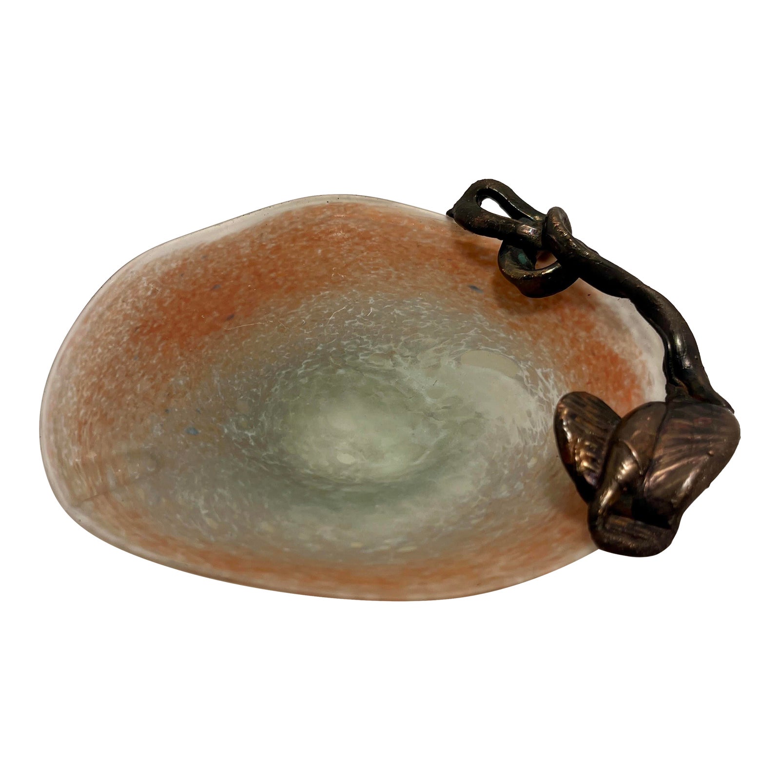 Vintage Filip Ravert Style Hand Blown Art Glass With Applied Copper ...