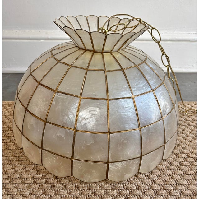 1980s Capiz Shell Hanging Lamp | Chairish