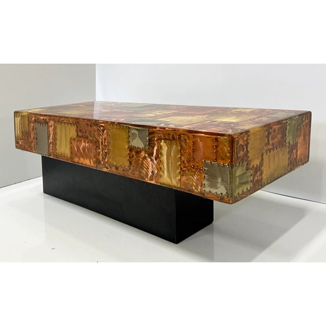 Rare Small Paul Evans Style Patchwork Side or Coffee Table, Cantilevered | Chairish