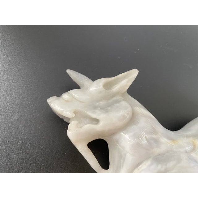 Antique Chinese Hand Carving Pale Jade Qilin Dragon Statue #1 | Chairish