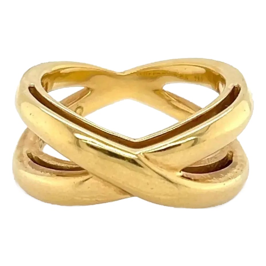 Tiffany & Co. 18k Yellow Gold Double X Crossover Band Ring - Size 5 ...