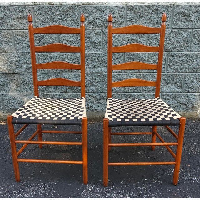 Pair of Shaker Maple Ladder Slat Straight Back Arm Chairs | Chairish