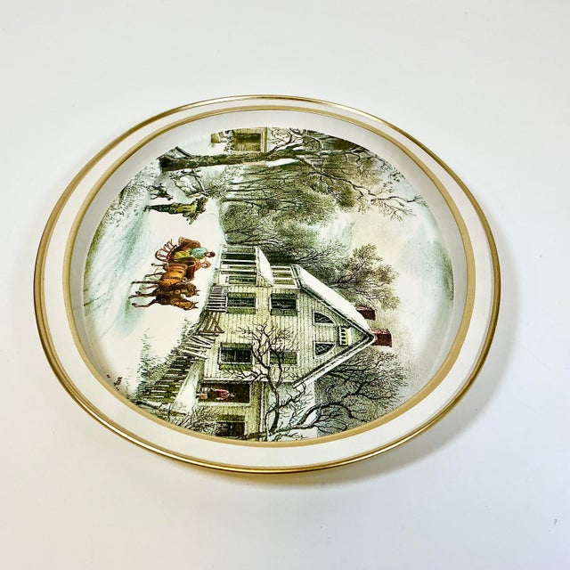 Mid-Century Americana Farmhouse Currier & Ives Metal Tray - The ...