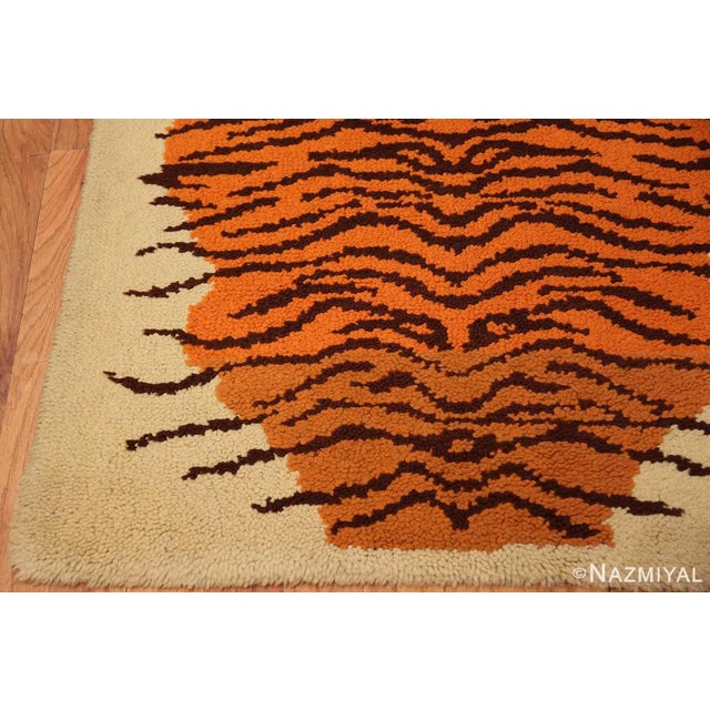 Vintage Tiger Pelt Design Swedish Rya Rug | Chairish