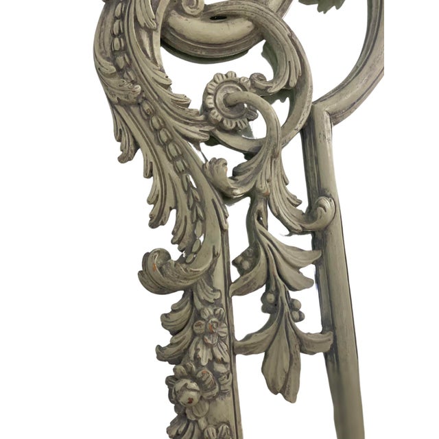 Vintage Carved Wood Louis Quinze Style Mantle Mirror, Celadon Patina | Chairish