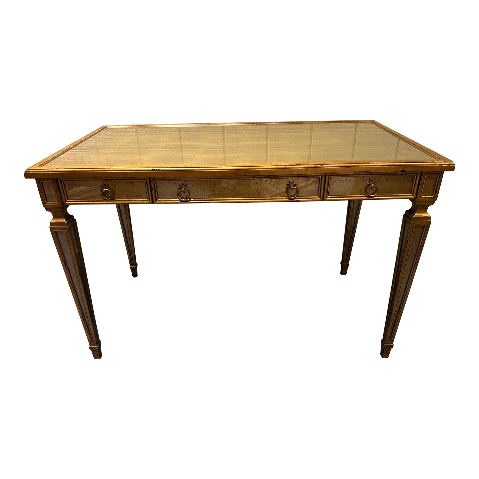 Theodore Alexander Italian-Inspired Distressed Gold Leaf Writing Desk ...