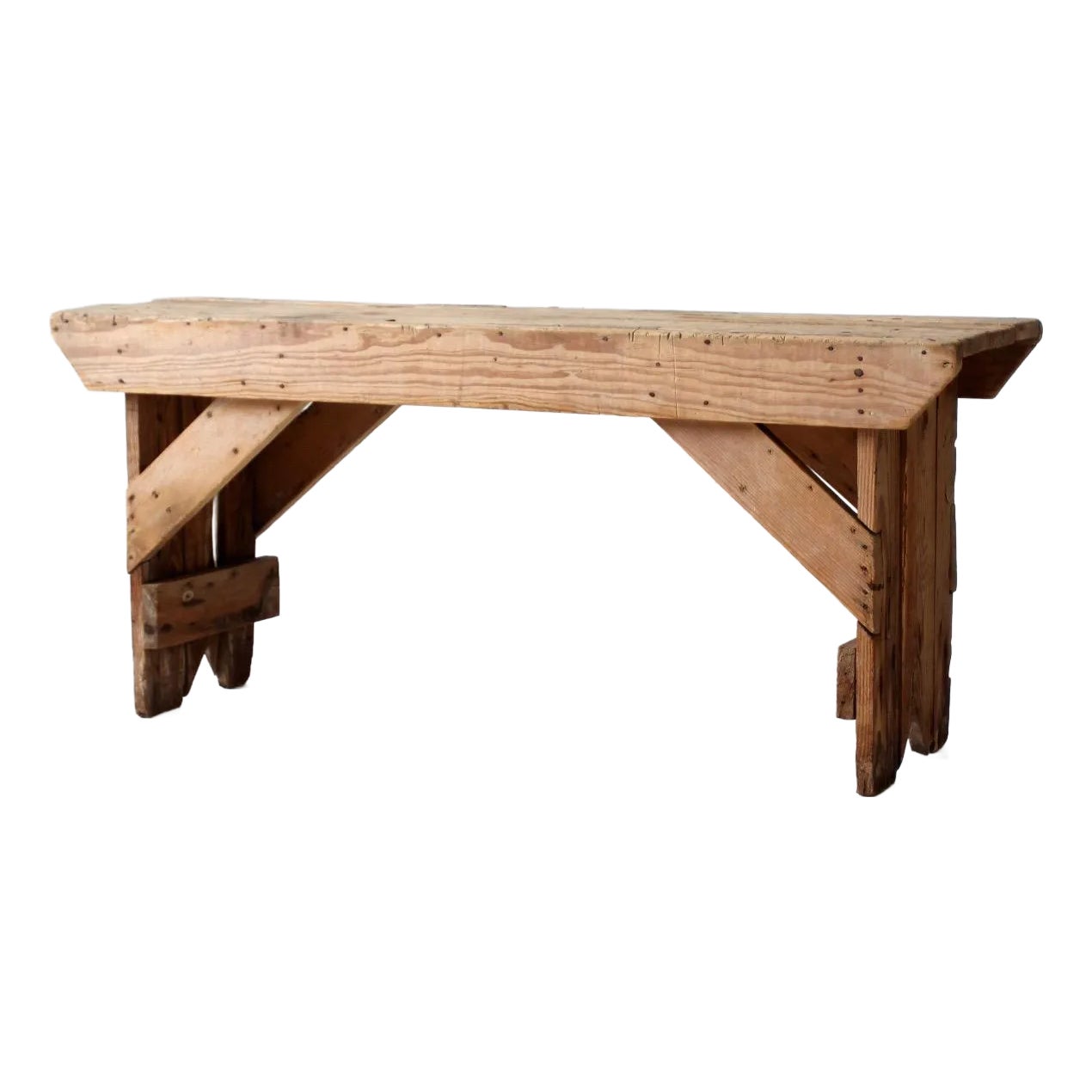 Antique Wood Farmhouse Bench | Chairish
