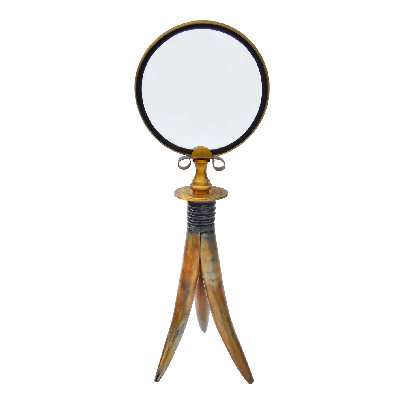 Antique Handcrafted Horn and Brass Magnifying Glass | Chairish
