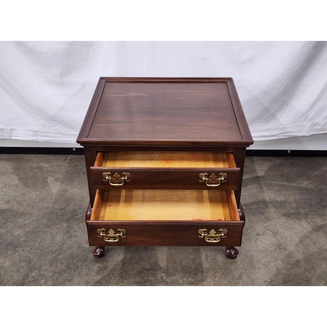Late 20th Century Ethan Allen Queen Anne Two Drawer Side Table | Chairish
