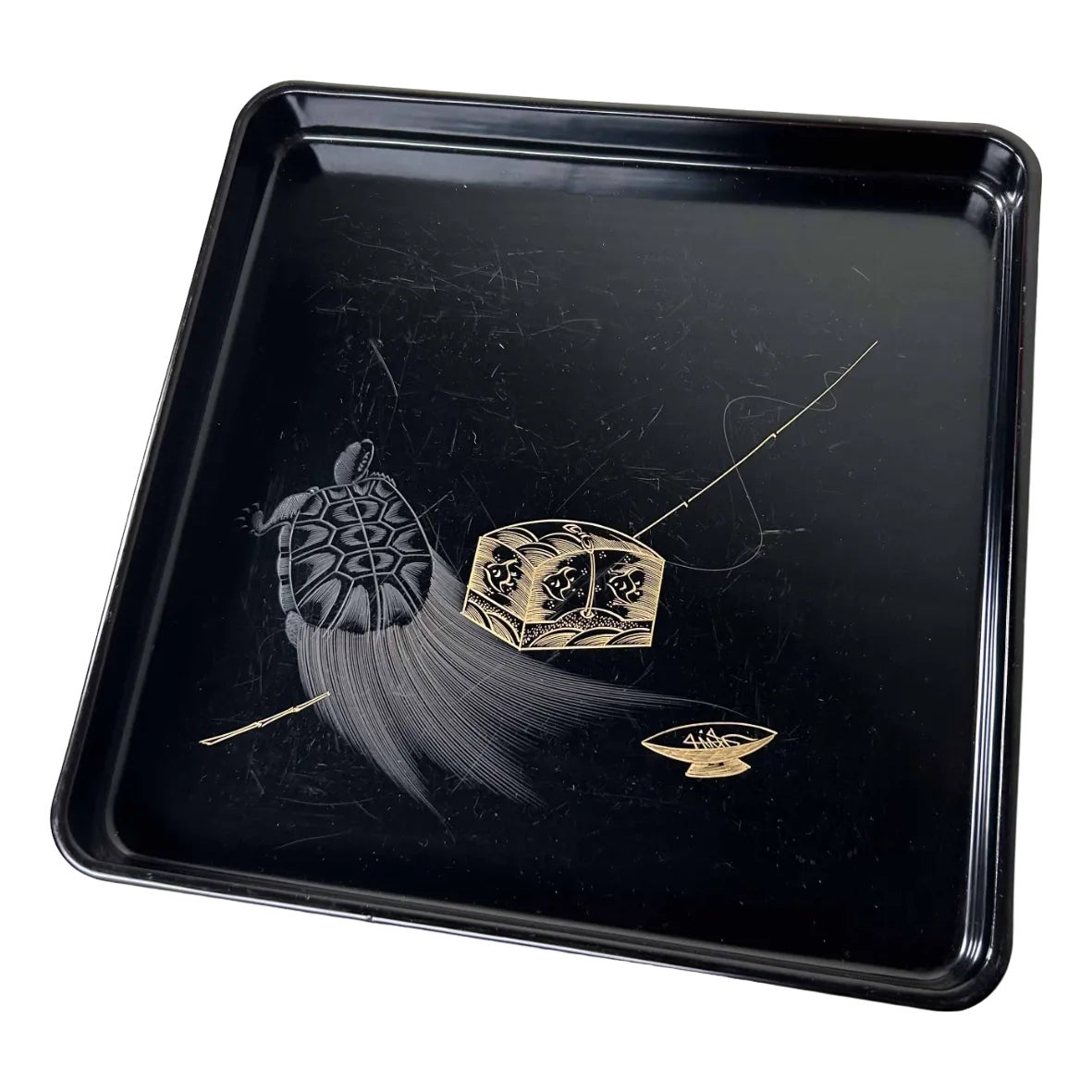 Urushi Lacquer Minogame Tray, 1890s | Chairish