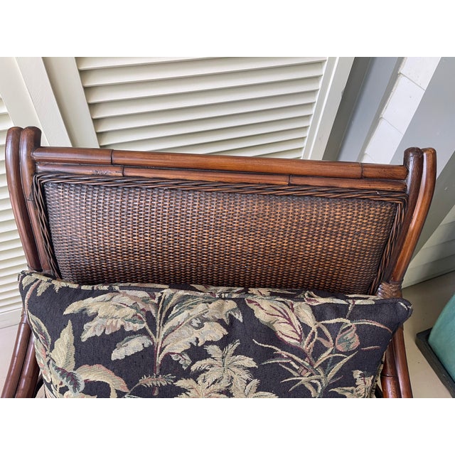 Pair of Braxton Culler Tropical Coastal Rattan Accent Chairs With Palm ...