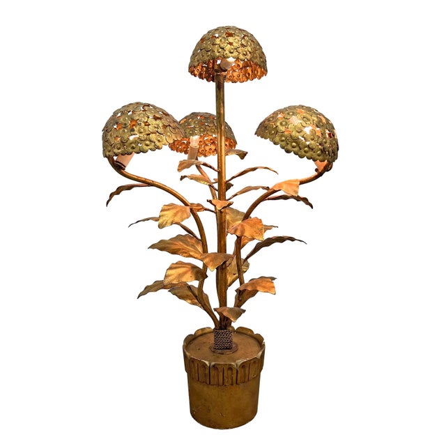 Vintage Italian Gilt Hydrangea Table Lamp | Chairish
