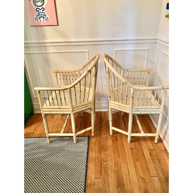 1930s Pair of Maitland Smith Coastal Rattan Pavilion Chairs | Chairish