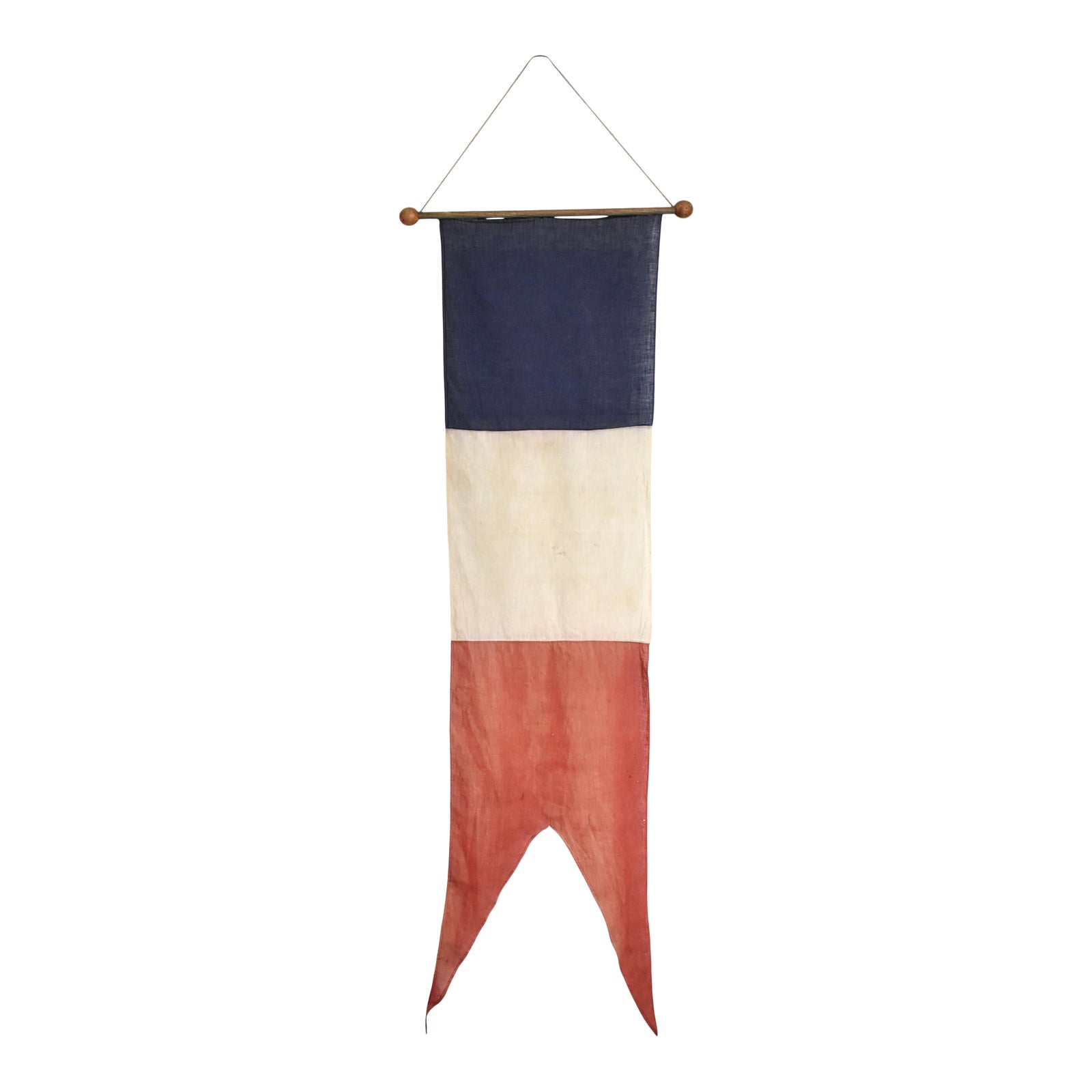 Antique French Tricolor Swallowtail Pennant Guidon Flag | Chairish