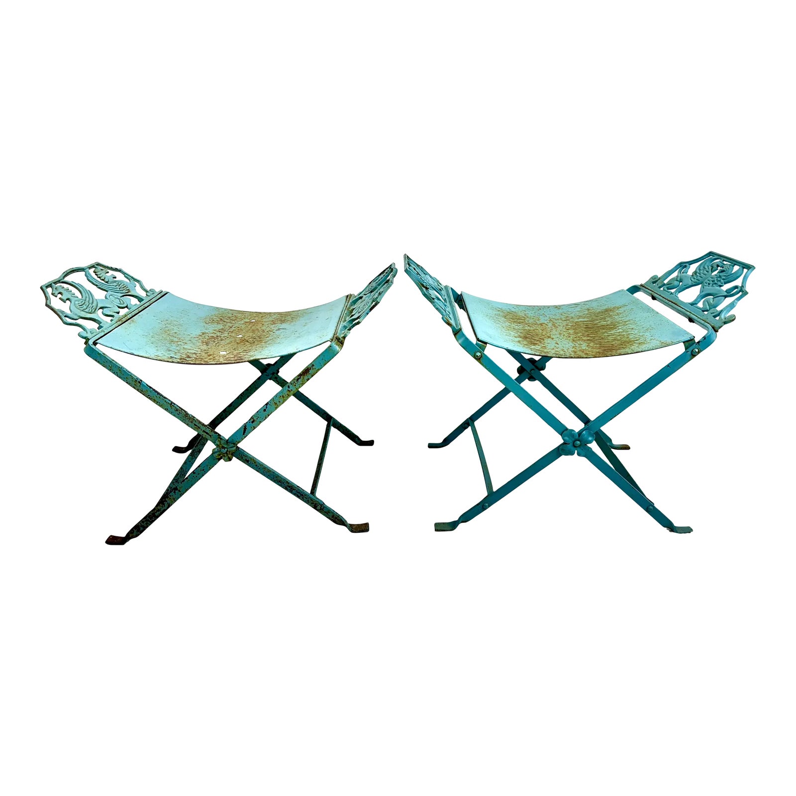 1960s Mid Century Modern Italian Oscar Bach Style Iron Benches - a Pair ...