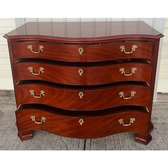 Vintage 1990s Kindel Serpentine Mahogany Georgian Chest Dresser | Chairish