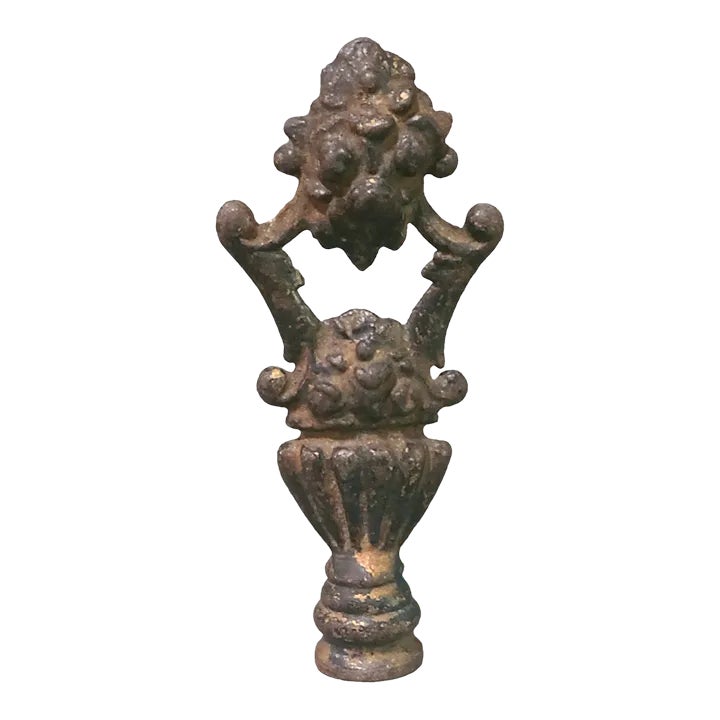 Early 20th Century Large Ornate Flower Basket Cast Metal Iron Lamp ...