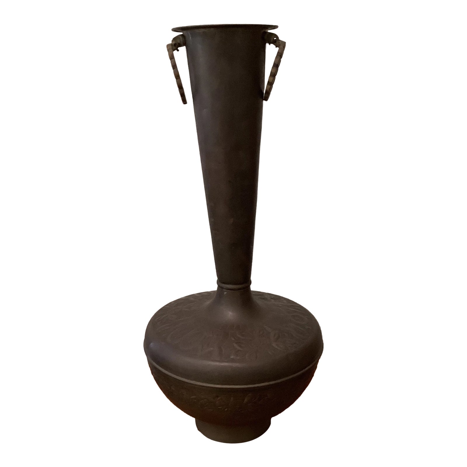 Antique Islamic Middle Eastern Hand Chased Copper Jug Vase With Handles ...