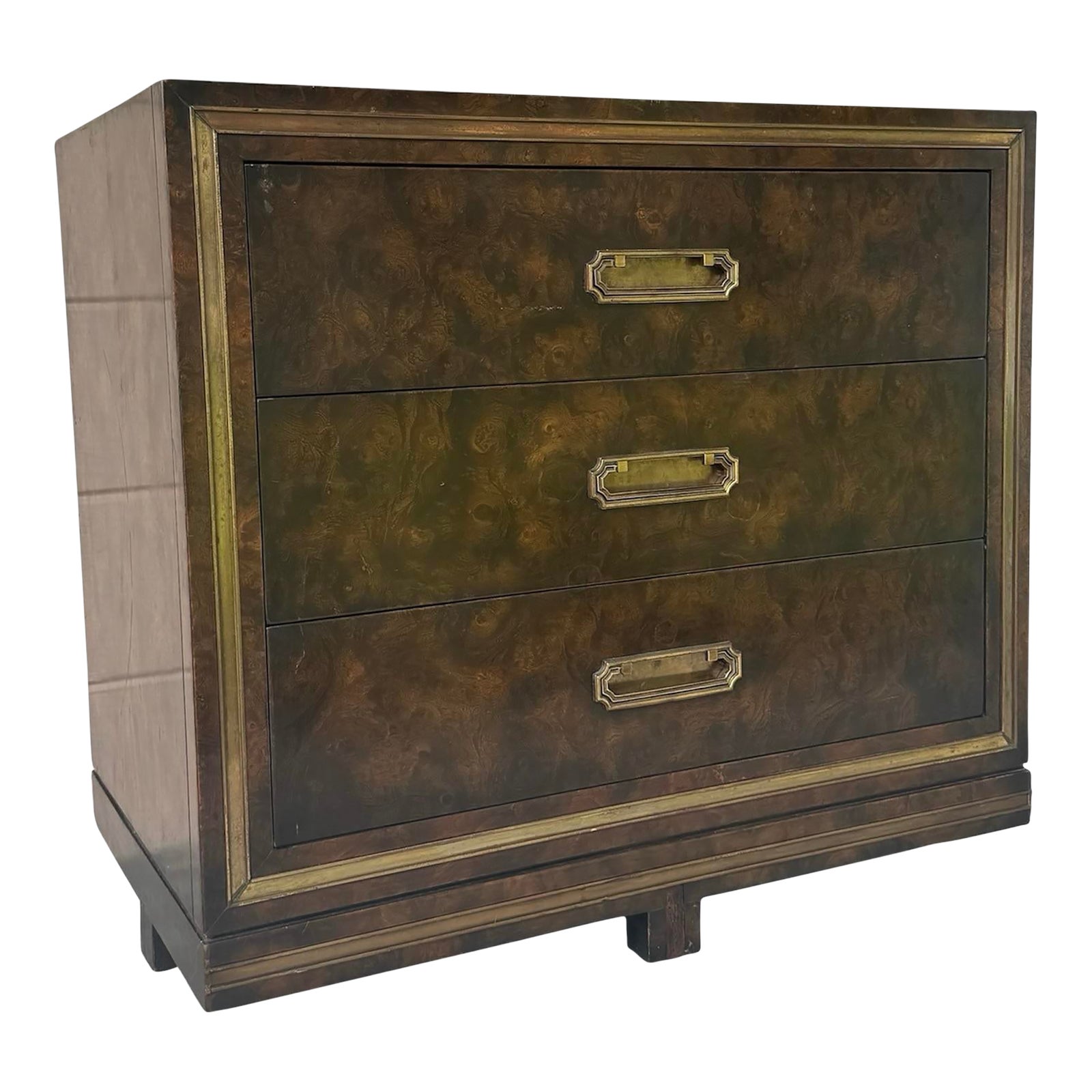 1960s Vintage Mastercraft Oil Drop Lacquer & Brass Chest of Drawers ...