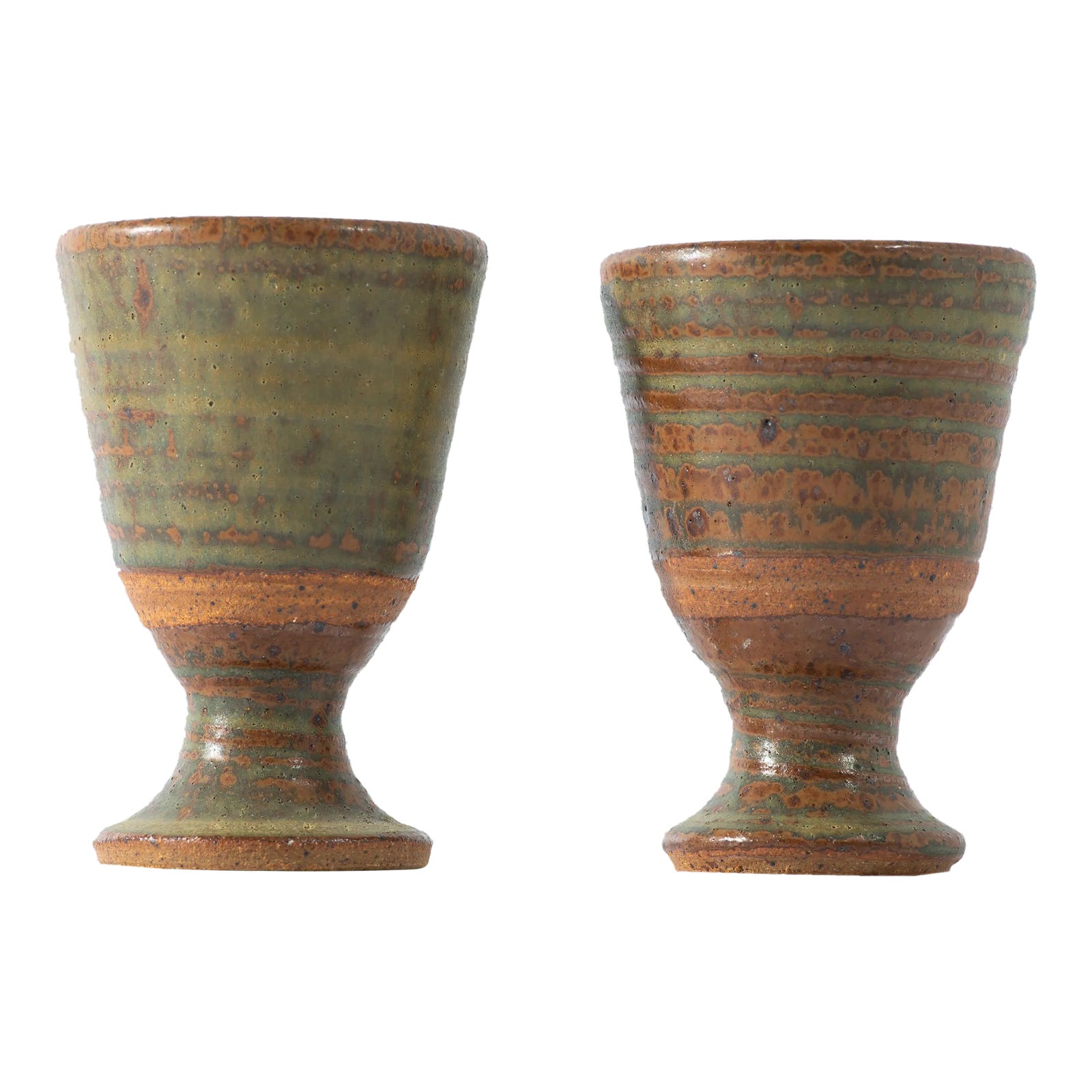 Marj Peeler Signed Studio Pottery Goblets | Chairish
