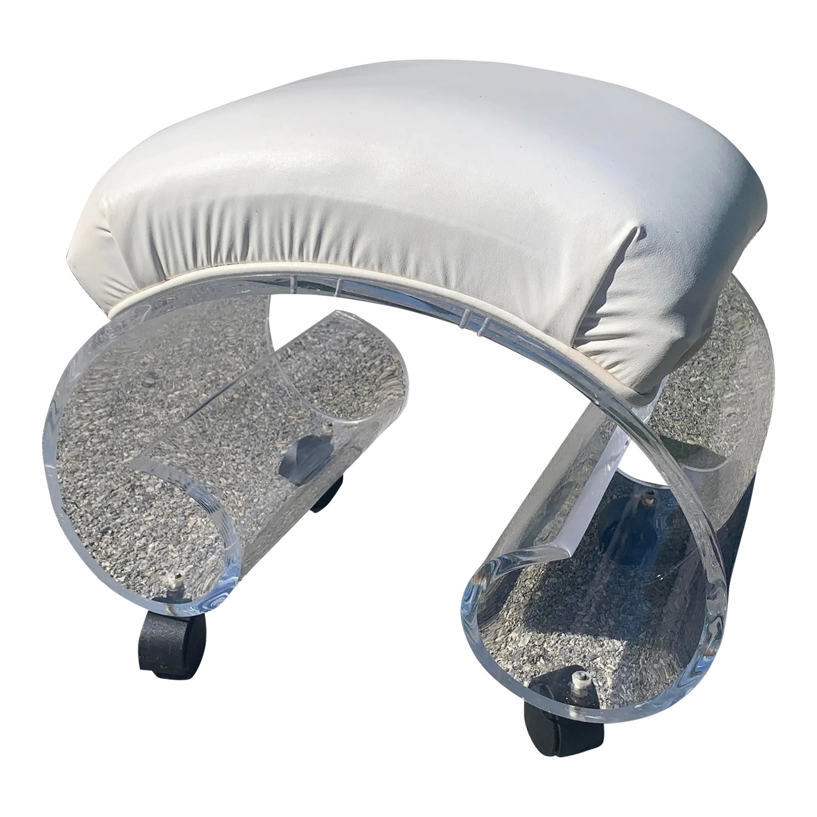 1970s Postmodern Lucite Acrylic Stool Ottoman | Chairish