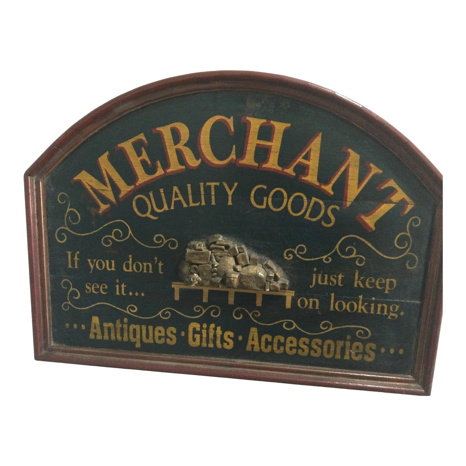 Vintage Wooden Merchant Advertising Sign | Chairish