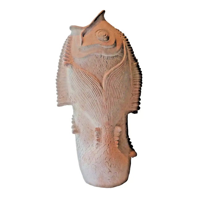 1990s Terra Cotta Koi Fish Figural Sculpture | Chairish