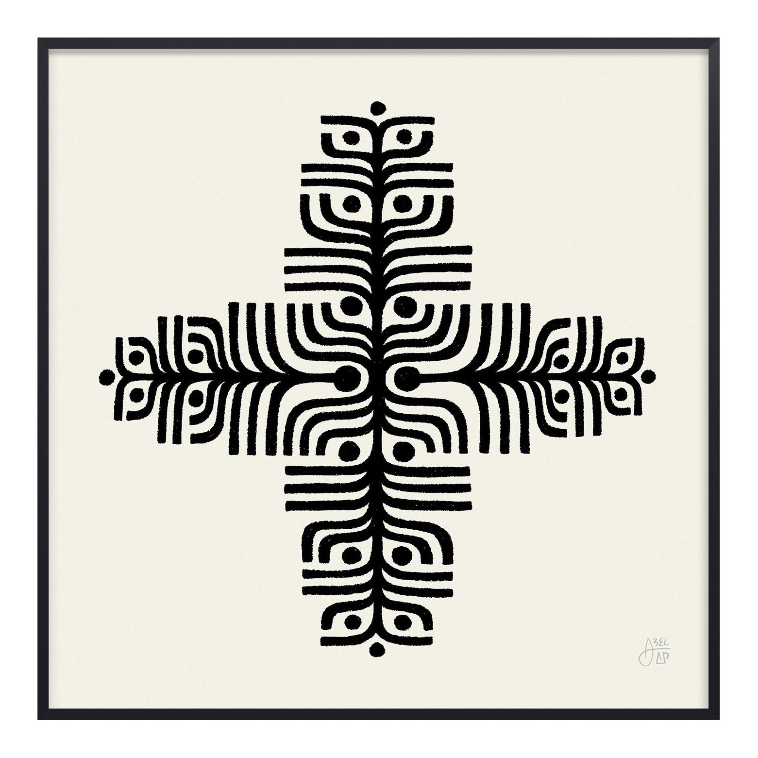 "Branch Out" Botanical Mandala Fine Art Print, 12x12, Black Frame ...