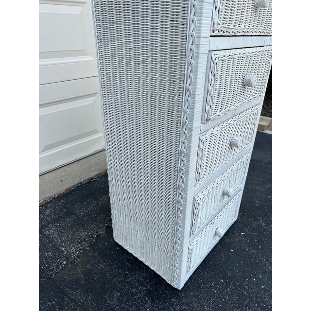 Late 20th Century Vintage Tall White Wicker Lingerie Chest of Drawers ...