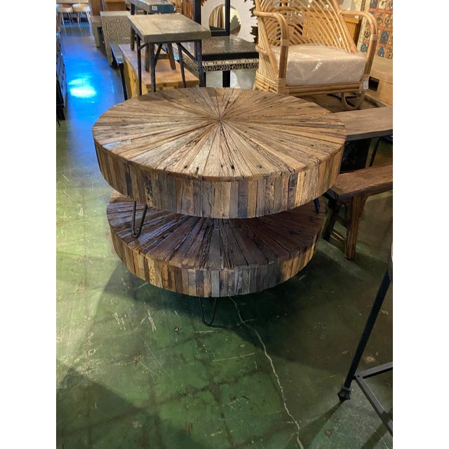 Salvaged Round Pinwheel Coffee Table | Chairish